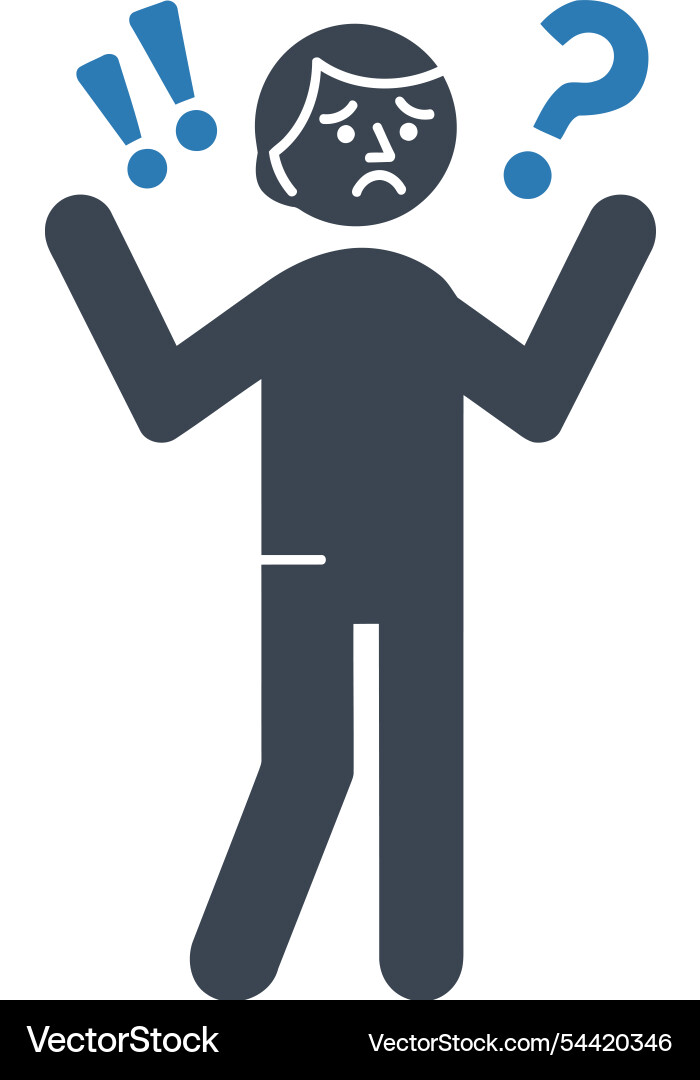 Confused upset person sitting icon Royalty Free Vector Image