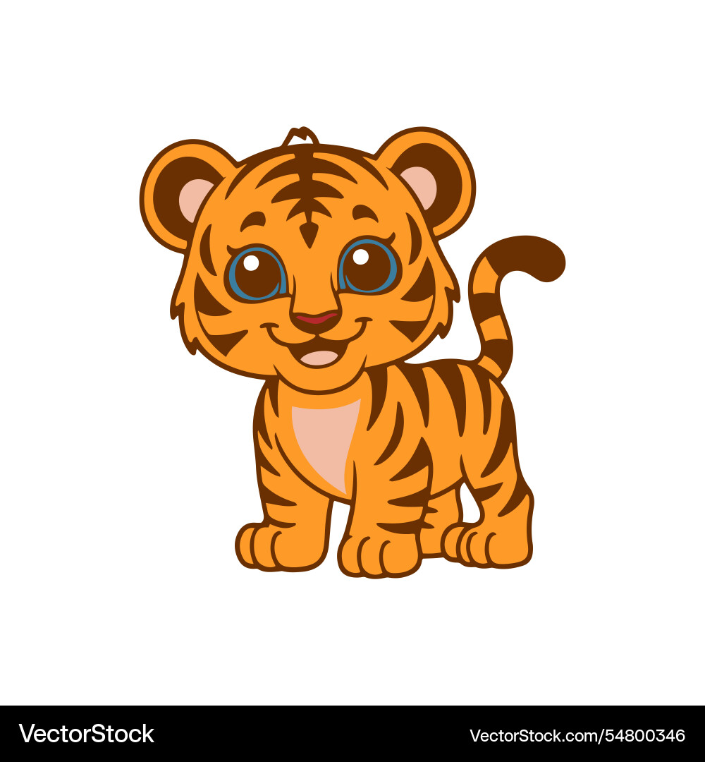 Cute baby tiger cub Royalty Free Vector Image - VectorStock