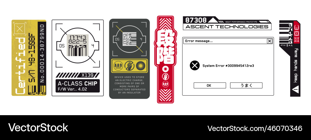 Cyberpunk decal sticker label Royalty Free Vector Image