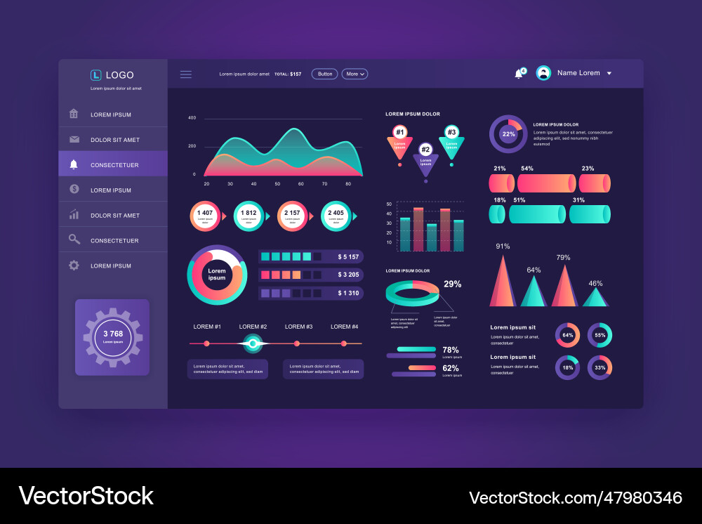 Dashboard ui admin panel design template Vector Image