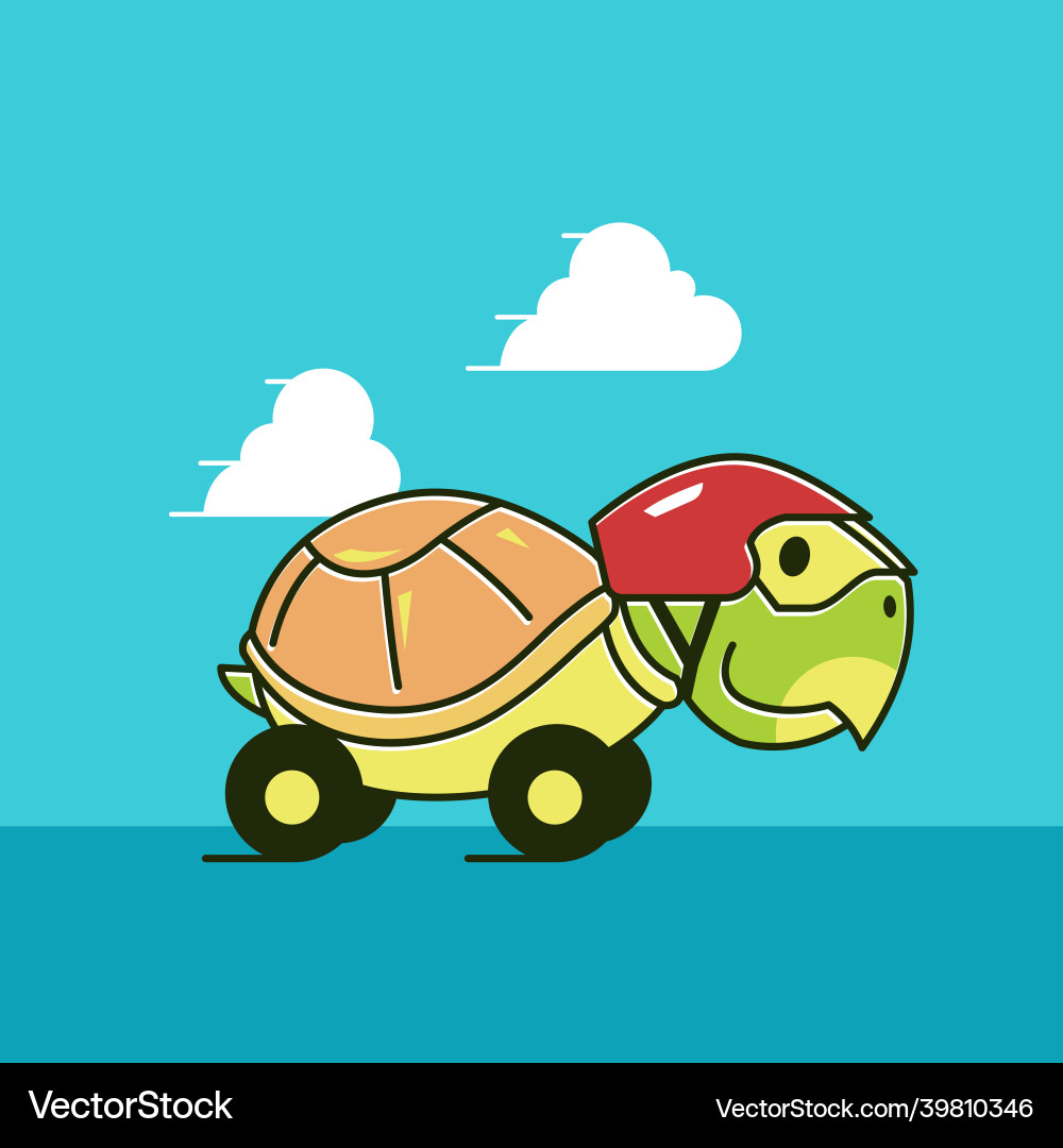 Funny tortoise turtle race car fast exotic Vector Image