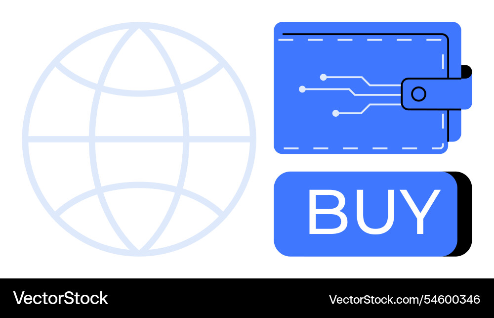 Global digital wallet and buy button for online Vector Image