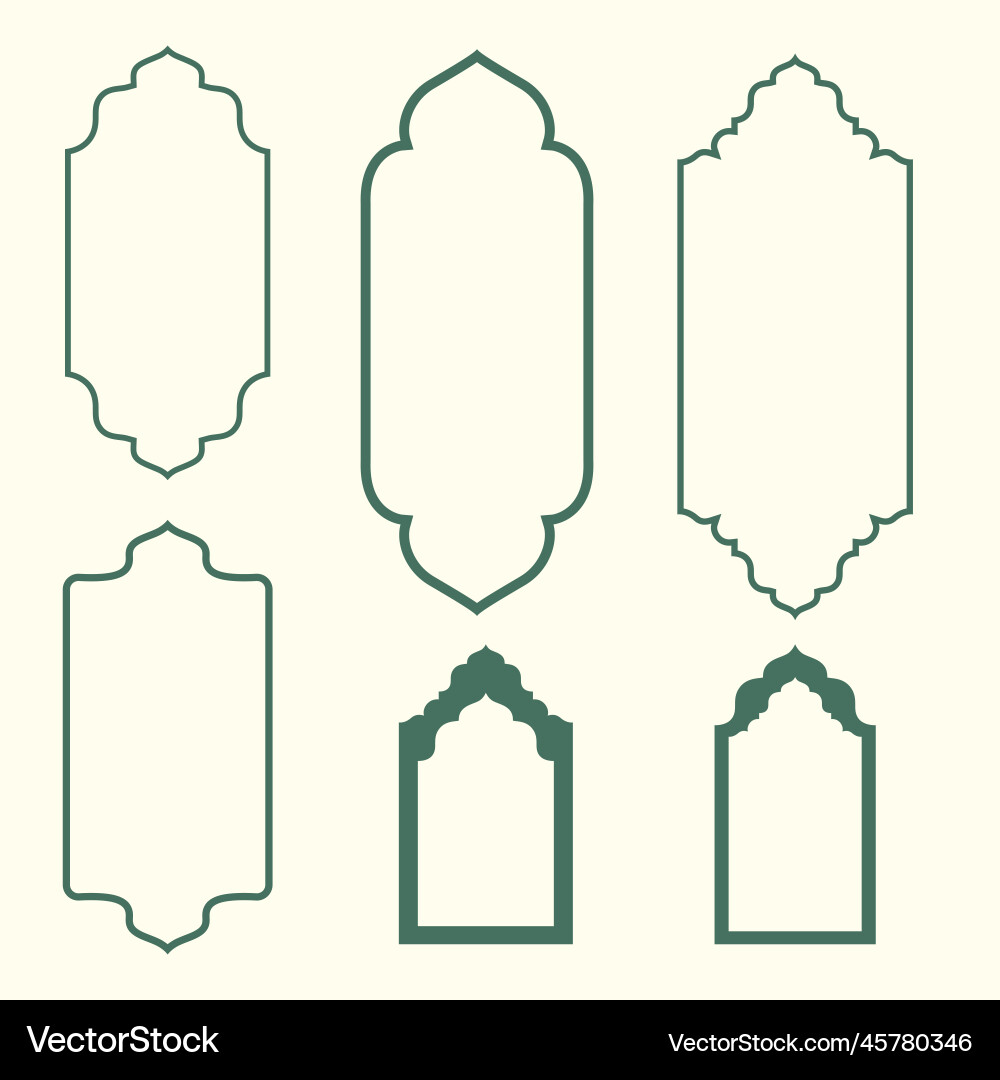 Green islamic shape line collection Royalty Free Vector