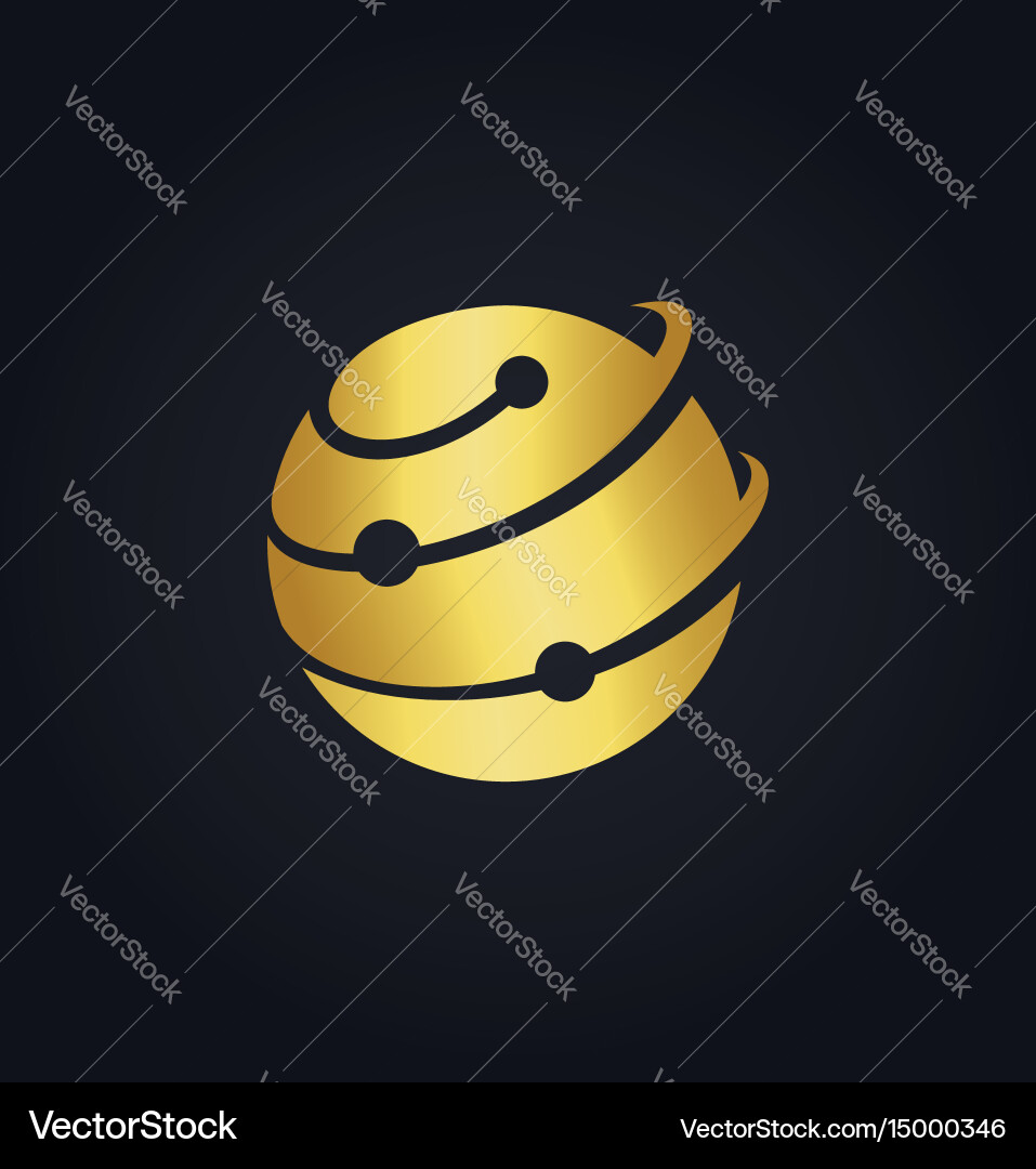 Round connect technology gold logo Royalty Free Vector Image