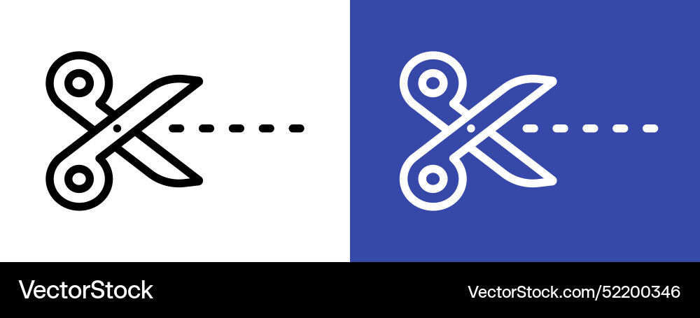 Scissors trim cut icon logo sign set outline Vector Image