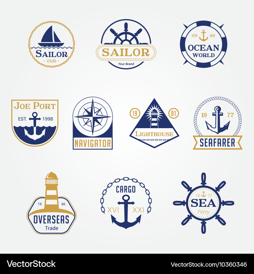 Sea marine badges logos Royalty Free Vector Image