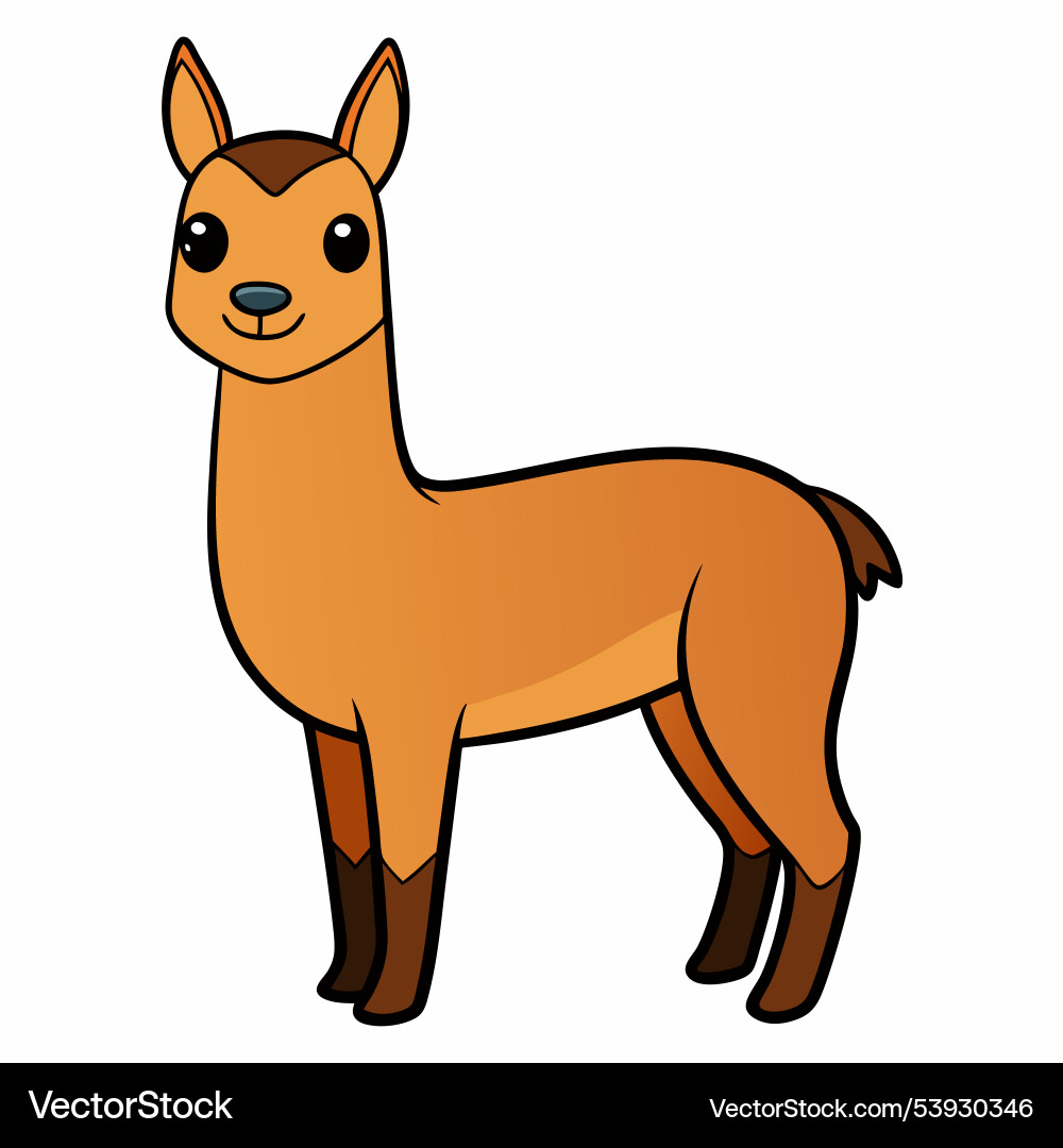 Vicuna cute childish cartoon isolated Royalty Free Vector