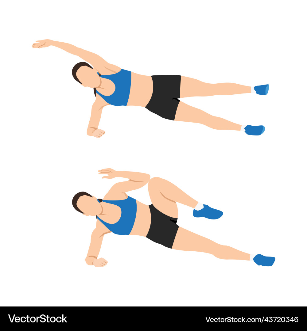 Woman doing side plank crunches exercise Vector Image