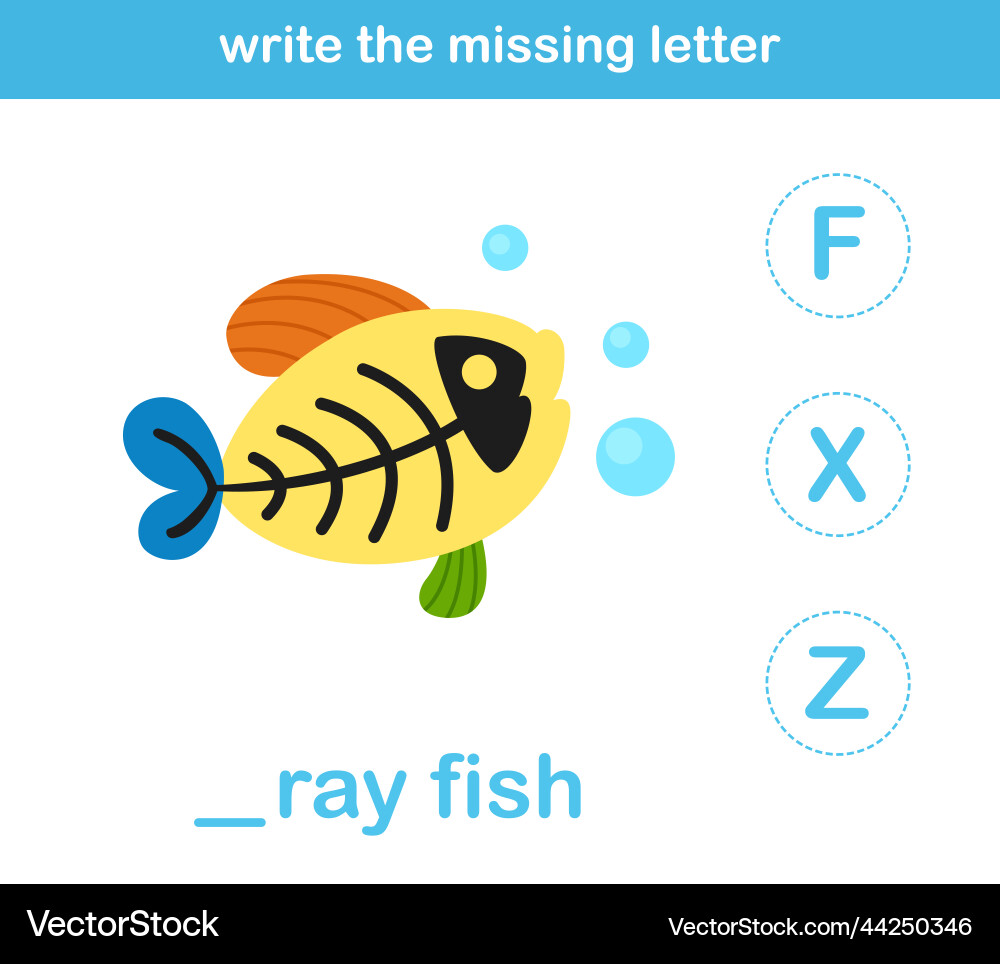 Write the missing letter Royalty Free Vector Image
