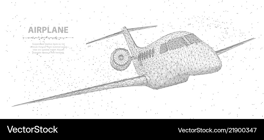 Airplane abstract 3d polygonal wireframe Vector Image