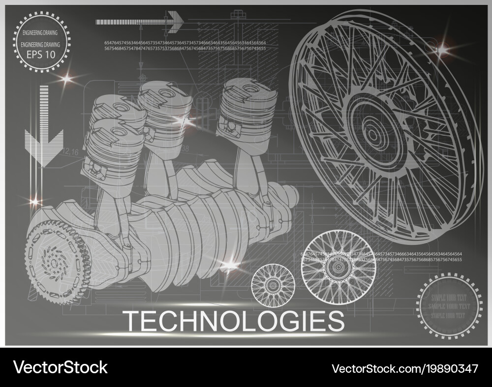 Car engine and wheels Royalty Free Vector Image