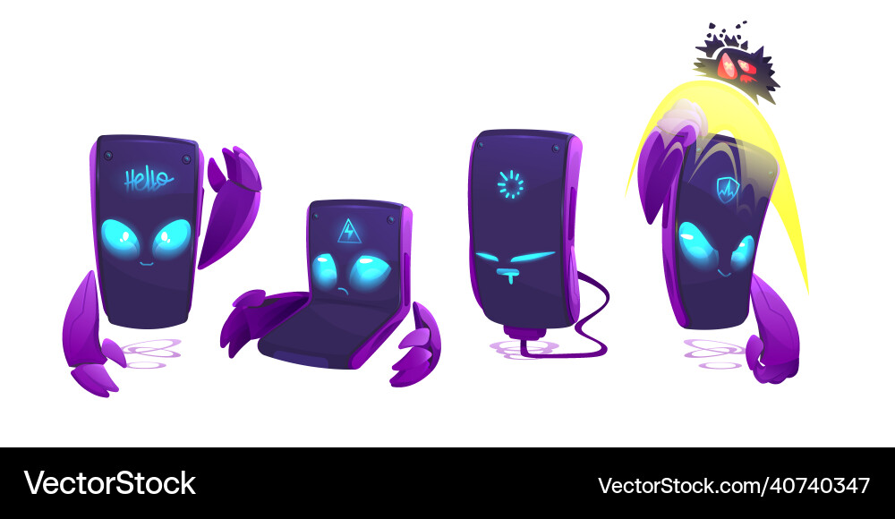 Cartoon mobile phone characters isolated set Vector Image