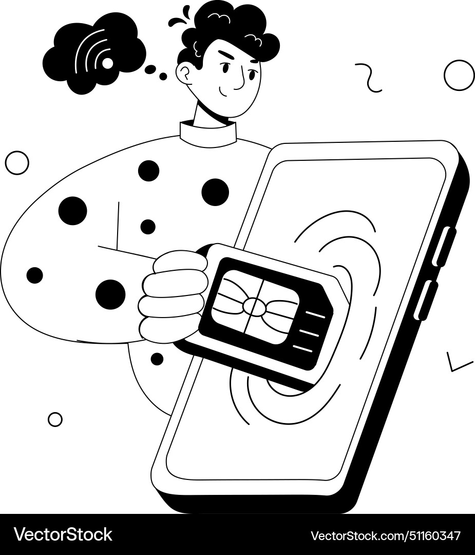 Inserting sim Royalty Free Vector Image - VectorStock