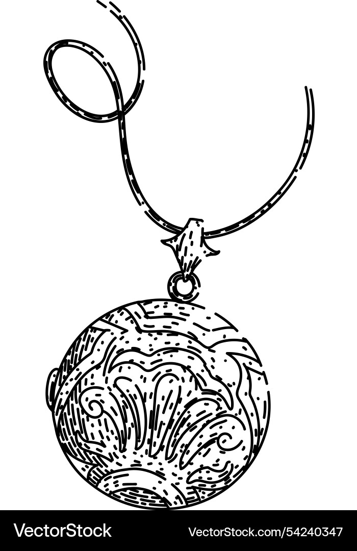 Jewelry locket sketch hand drawn Royalty Free Vector Image