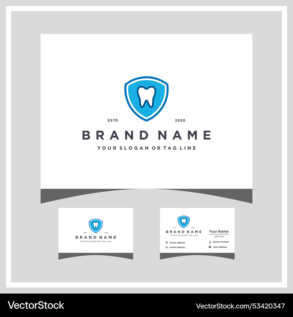 Logo design concept dental shield Royalty Free Vector Image