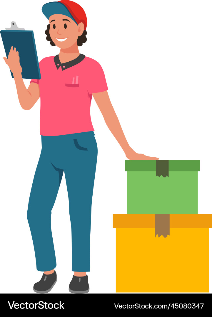 Parcel express delivery male courier Royalty Free Vector