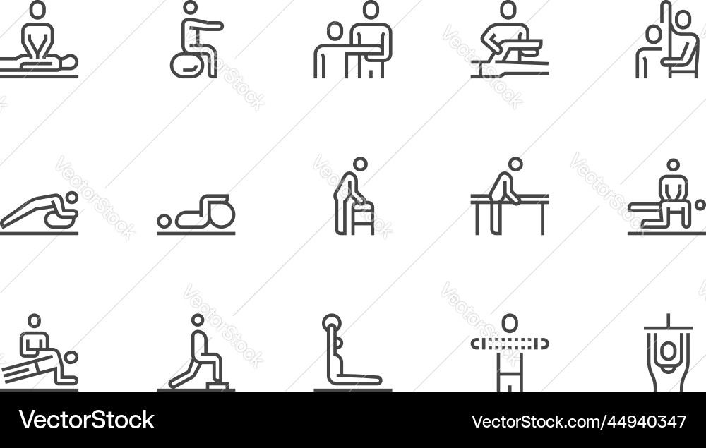 Physical therapy line icons Royalty Free Vector Image