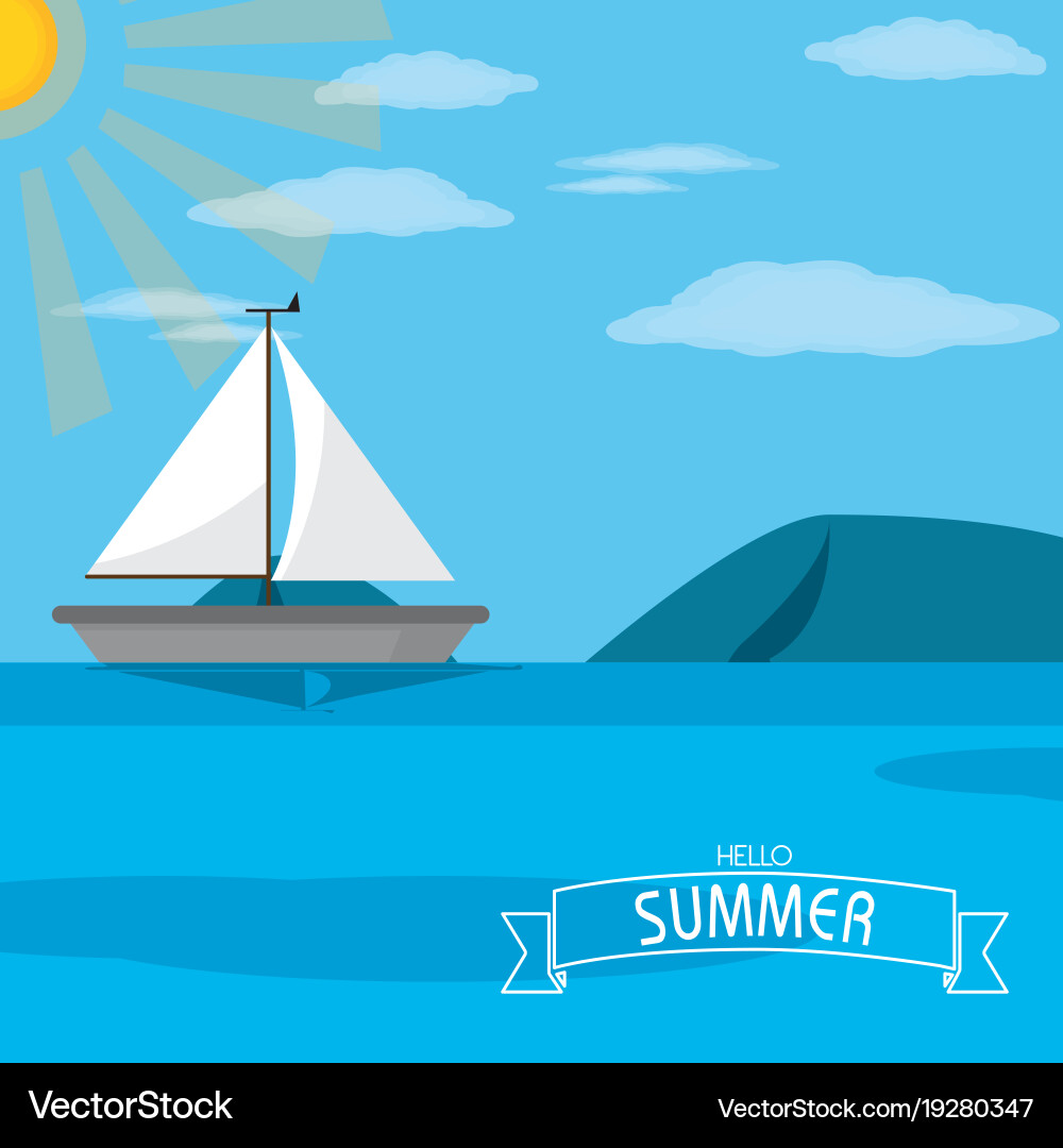 Sailboat and sea design Royalty Free Vector Image