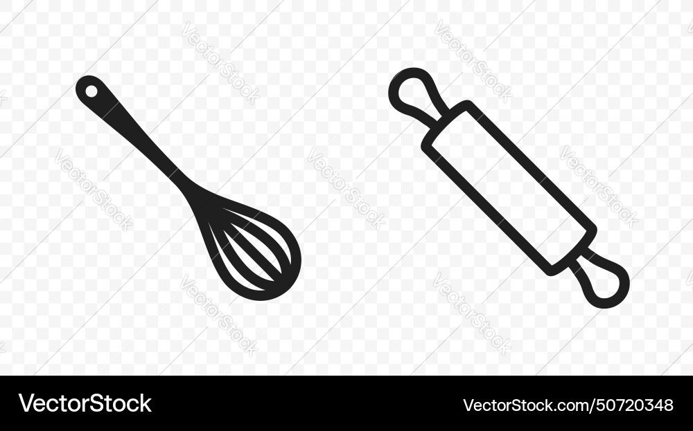 Beater and rolling pin icons Royalty Free Vector Image