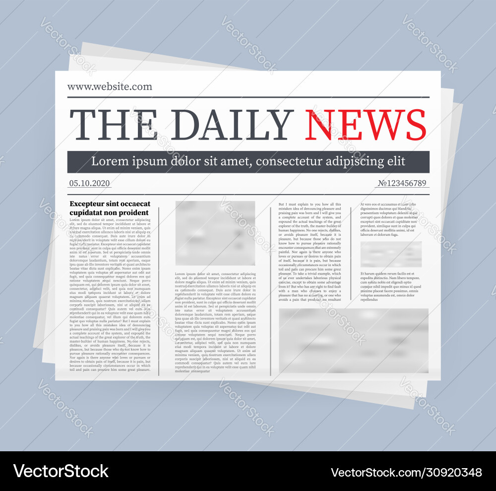 Blank Newspaper Mockup - Editable Template Vector Image