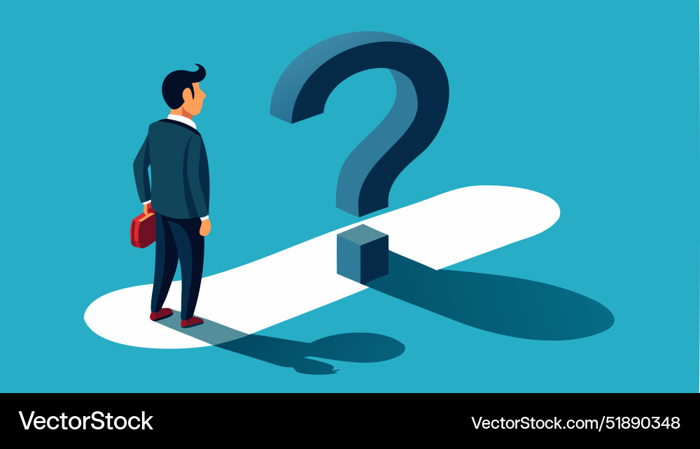 Businessman facing lifes big question Royalty Free Vector