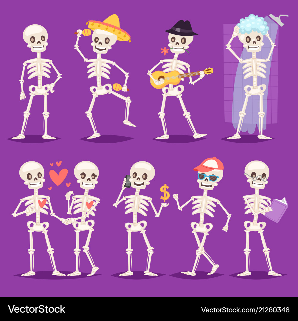Cartoon skeleton bony character mexican Royalty Free Vector