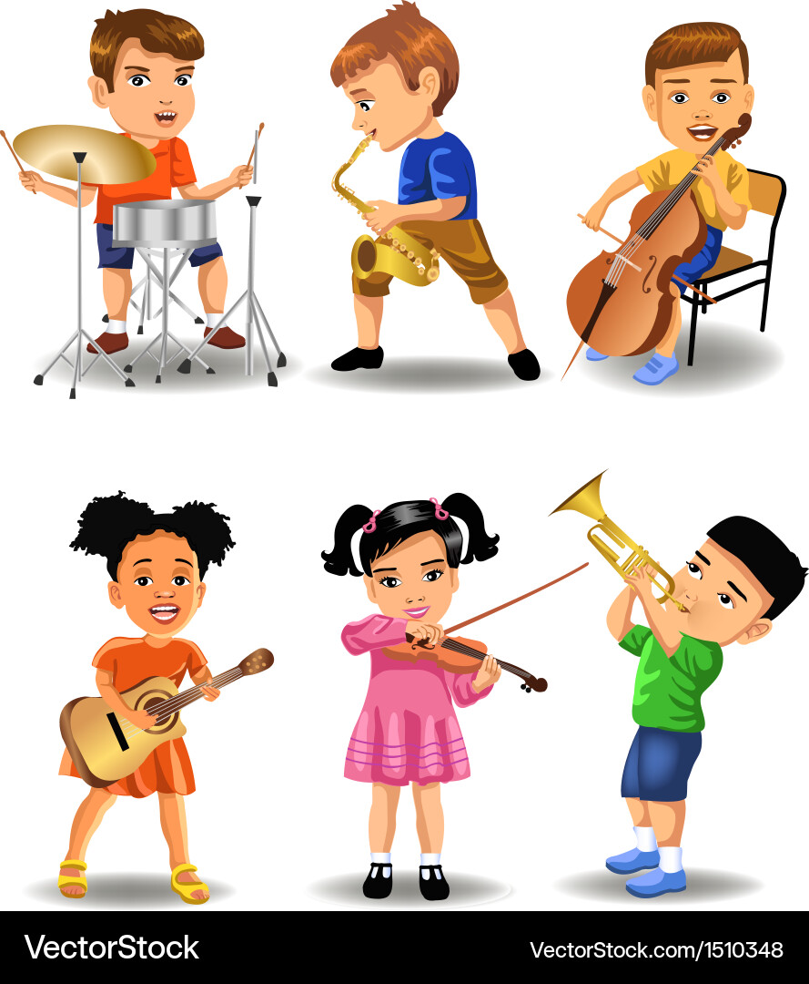 Children Playing Musical Instruments Royalty Free Vector