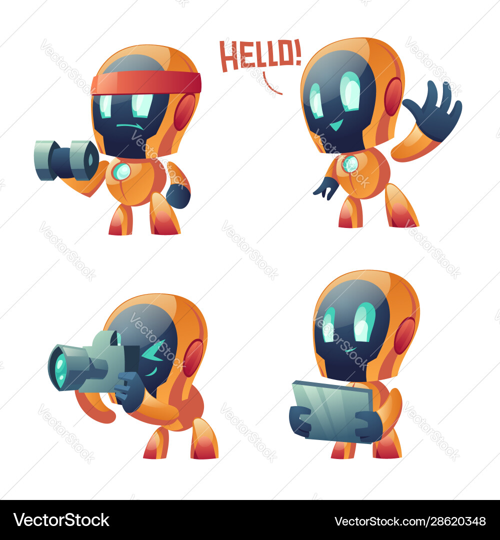 Cute chat bot cartoon conversation robot Vector Image