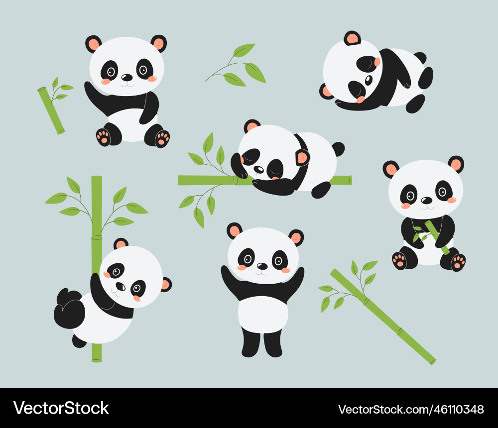 Cute panda set Royalty Free Vector Image - VectorStock