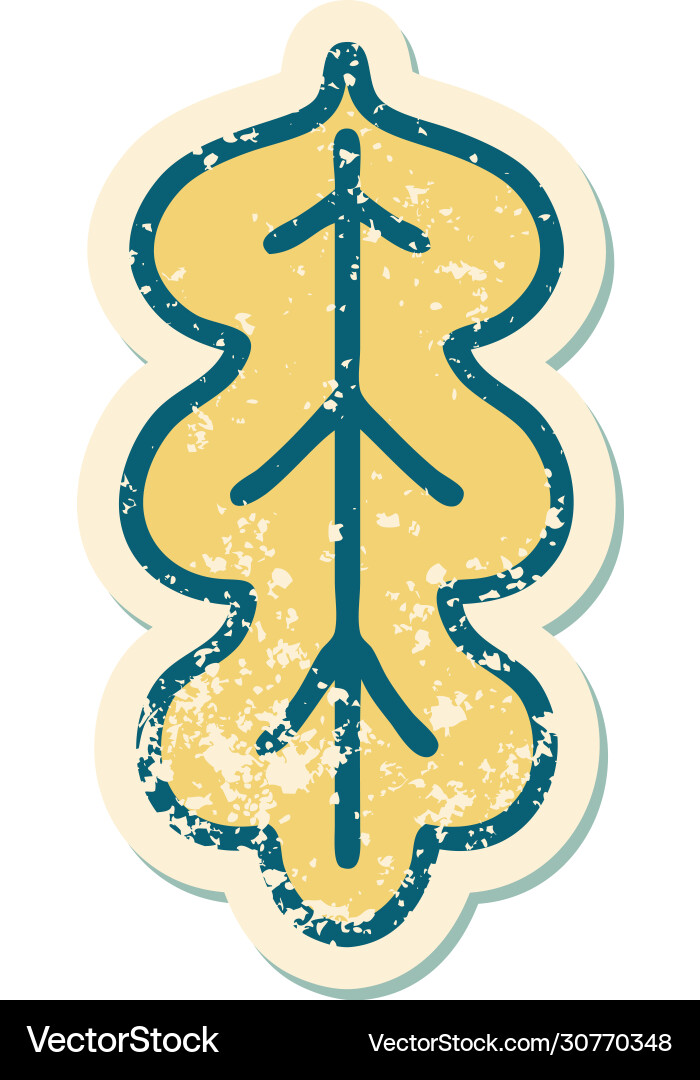 Distressed sticker tattoo style icon a leaf Vector Image
