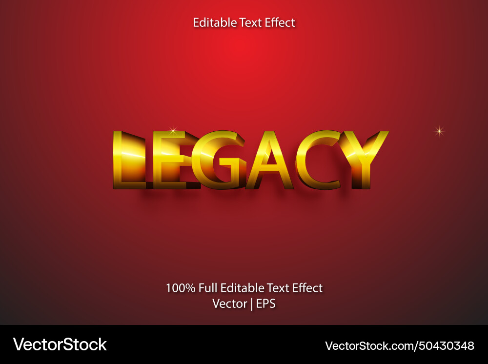 Legacy editable text effect luxury style Vector Image