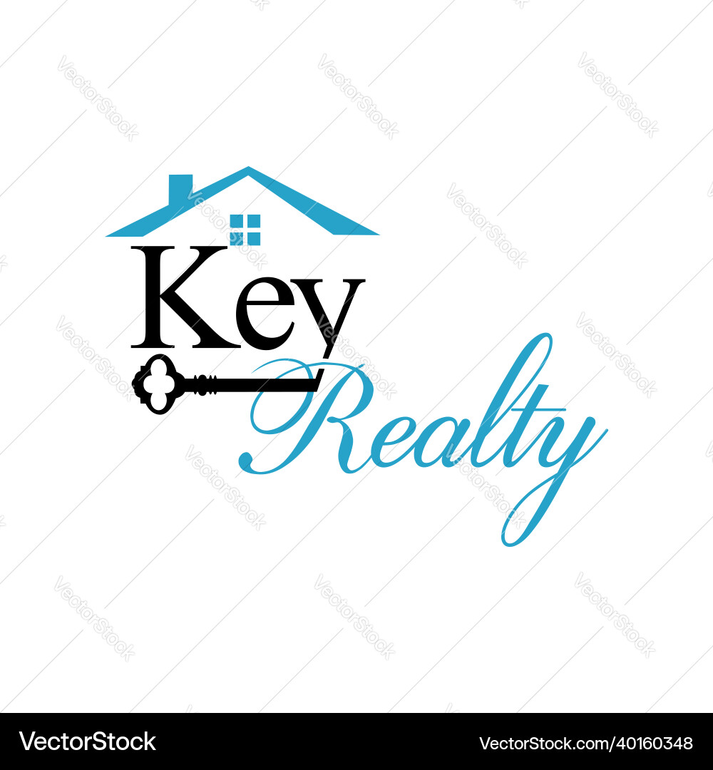 Realestate templae logo and realty key Royalty Free Vector