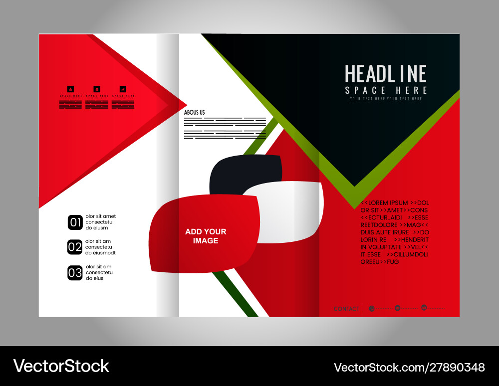 Red and black tri-fold brochure design Royalty Free Vector