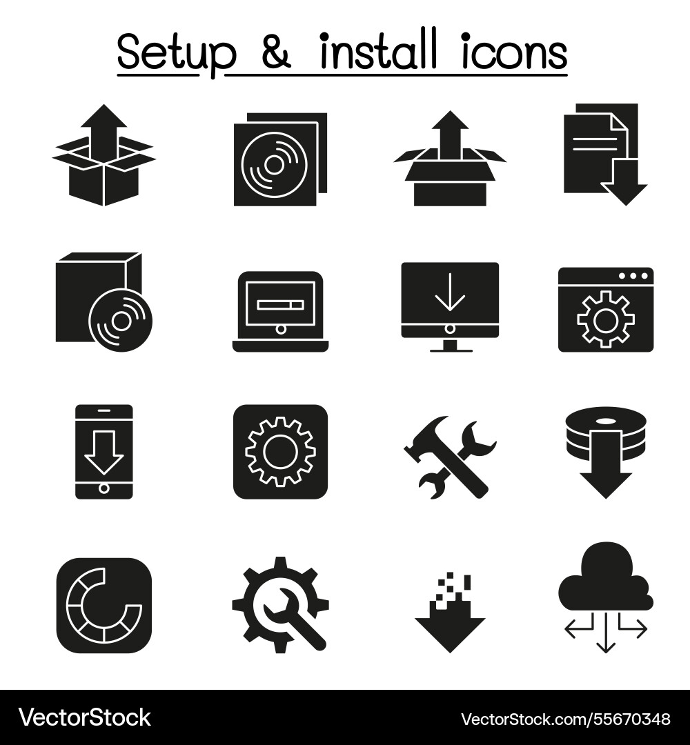 Setup configuration maintenance and installation Vector Image