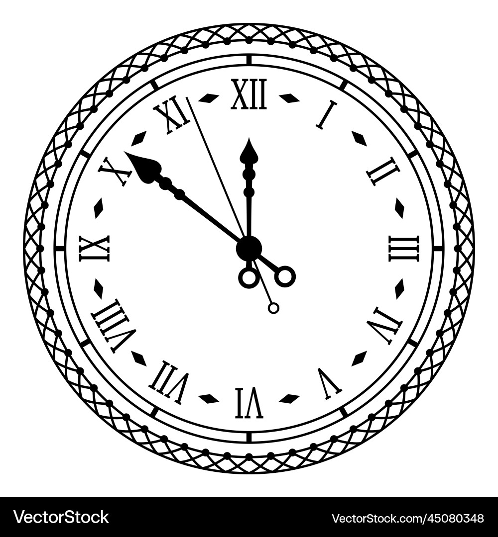 Wall clock face ornate vintage watchface Vector Image