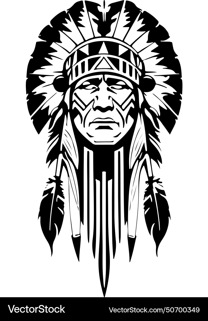 A pretty iconic native american chief in black Vector Image