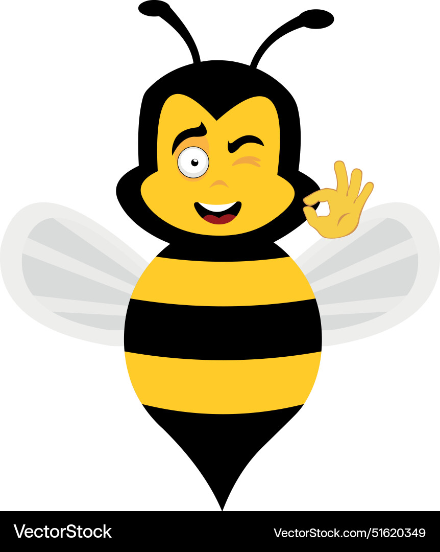Bee eye wink hand ok perfect Royalty Free Vector Image