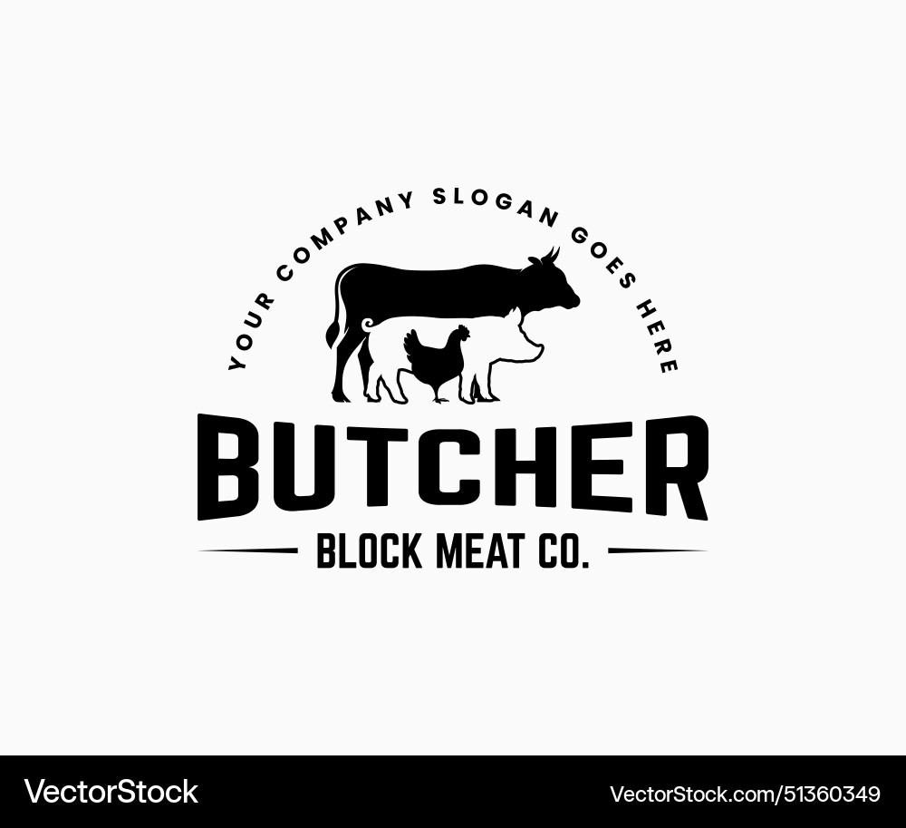 Butchery logo design and meat shop Royalty Free Vector Image