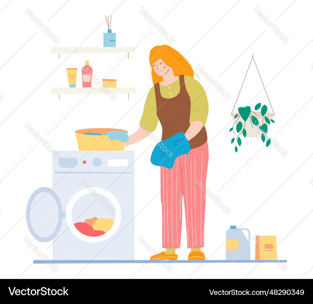 Cleaning things in the washing machine - colored Vector Image