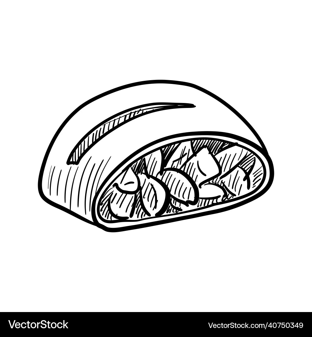 Drawing sketch of piece strudel Royalty Free Vector Image