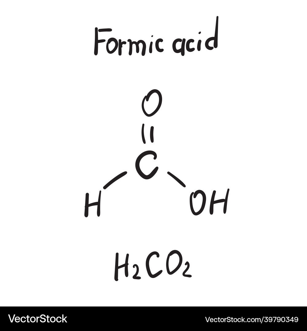 Formic acid molecule formula hand drawn imitation Vector Image