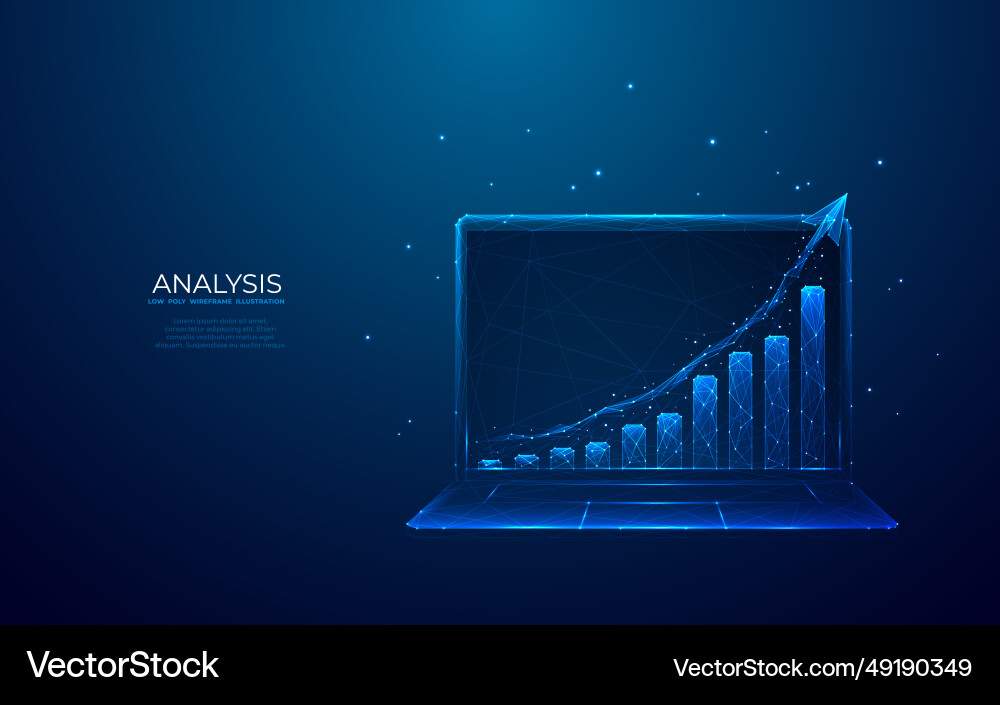 Growth graph chart on a laptop screen Royalty Free Vector
