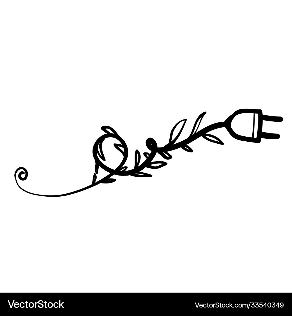 Hand drawn green energy electricity electric plug Vector Image