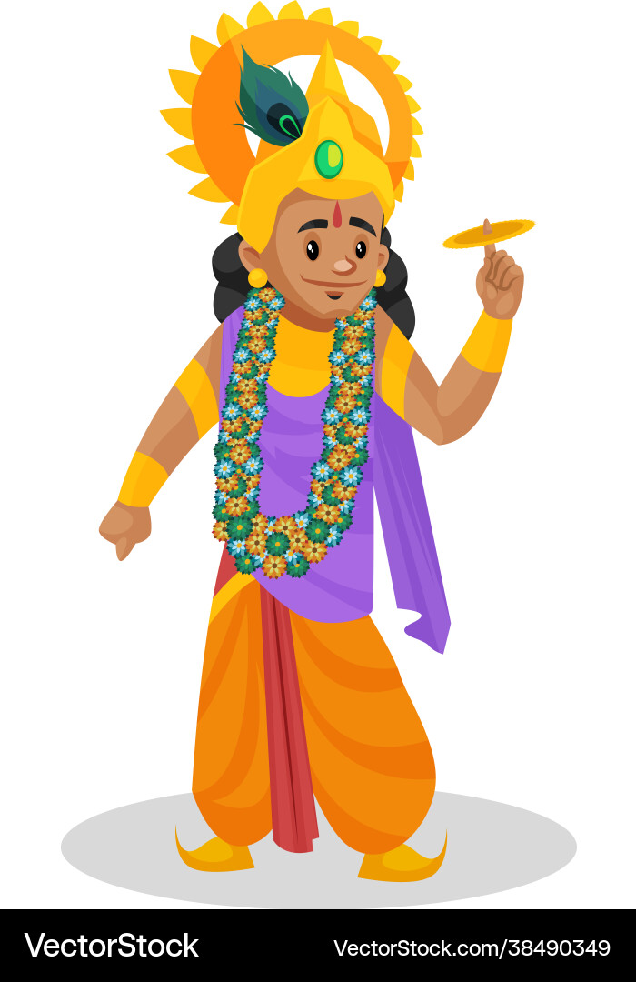 Lord krishna cartoon character Royalty Free Vector Image