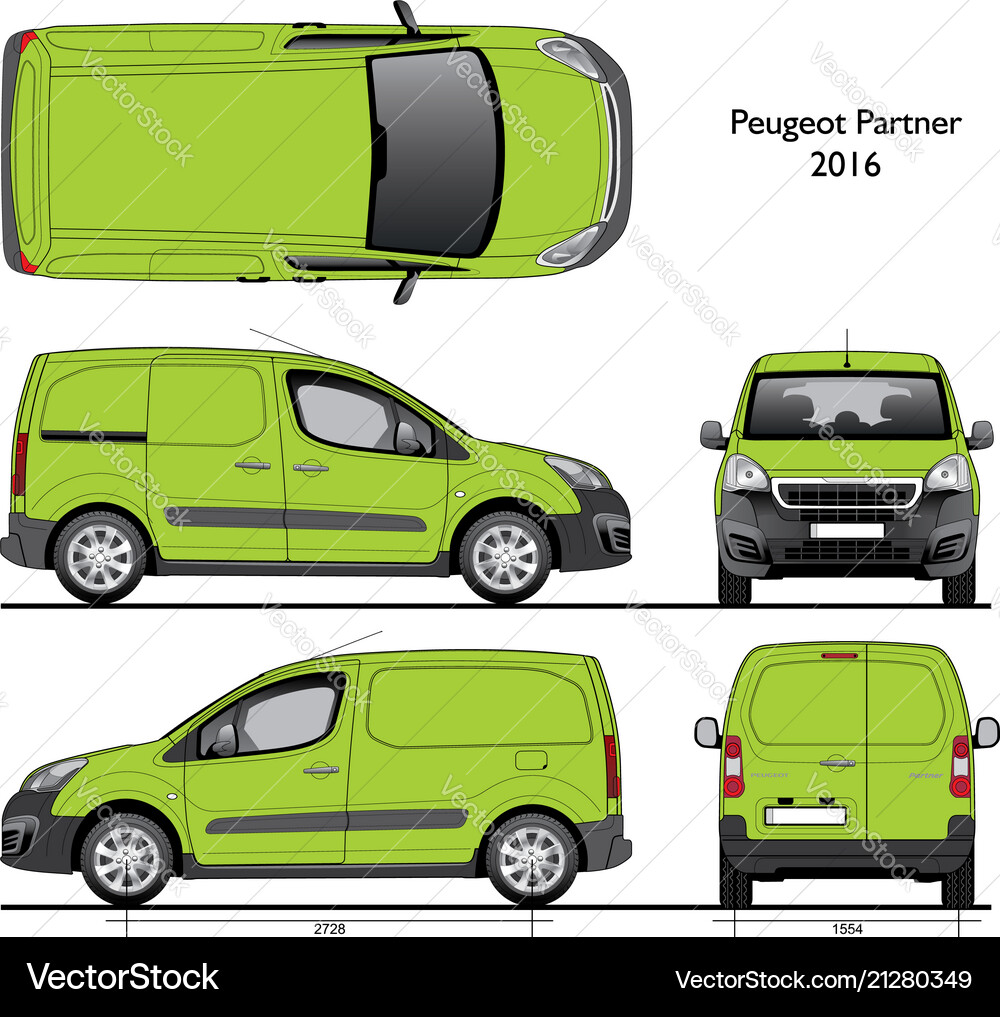 Peugeot Partner L1 Cargo Van 2016 Royalty Free Vector Image