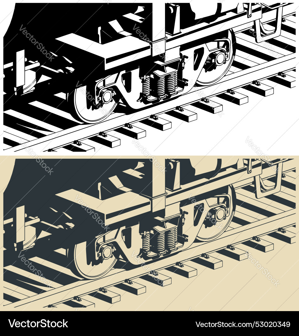 Railroad wagon freight bogie close-up Royalty Free Vector