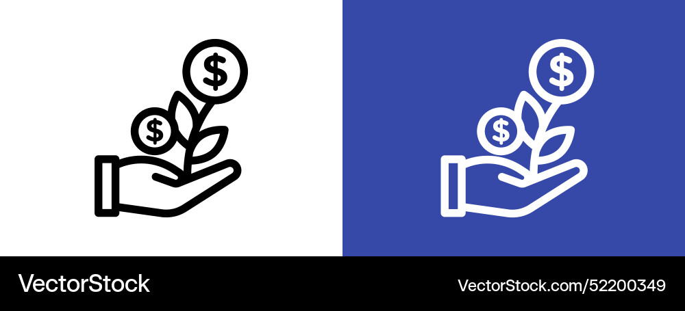 Seed money icon logo sign set outline Royalty Free Vector