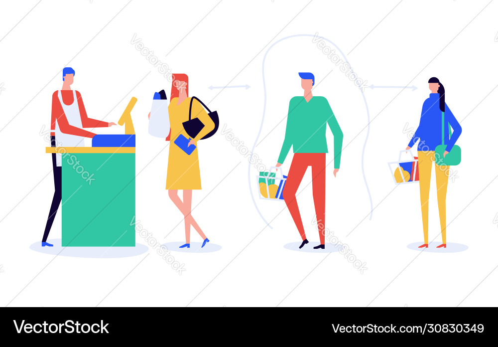 Social distancing advice - flat design style Vector Image