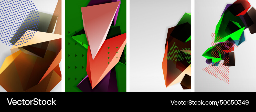 Trendy low poly 3d triangle shapes and other Vector Image