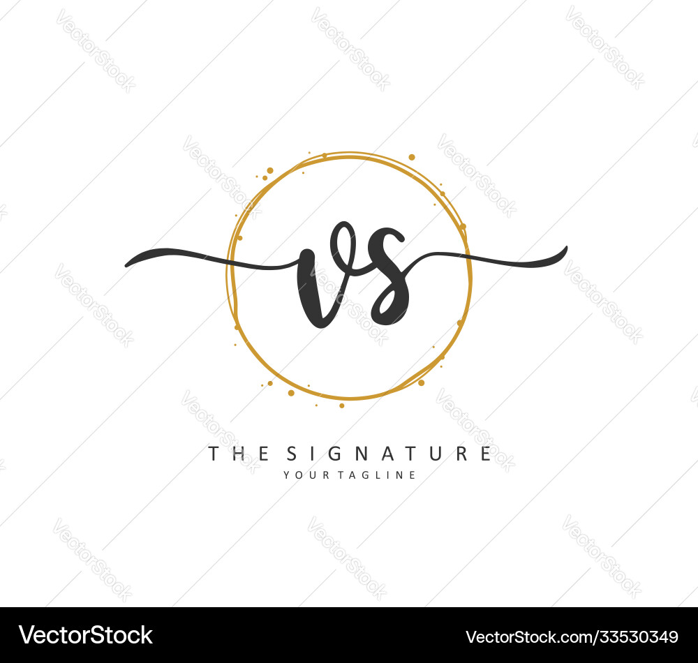 V s vs initial letter handwriting and signature Vector Image
